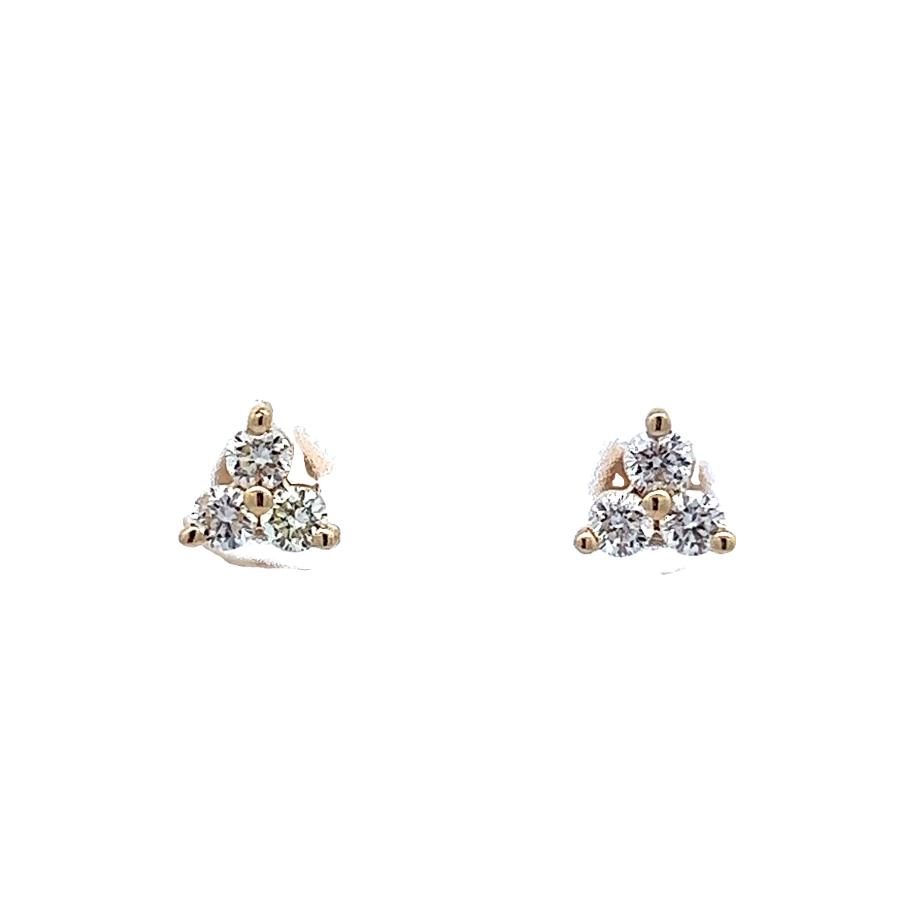 .50 Triangular Diamond Stud Earrings in 14k Yellow Gold – Filigree Jewelers