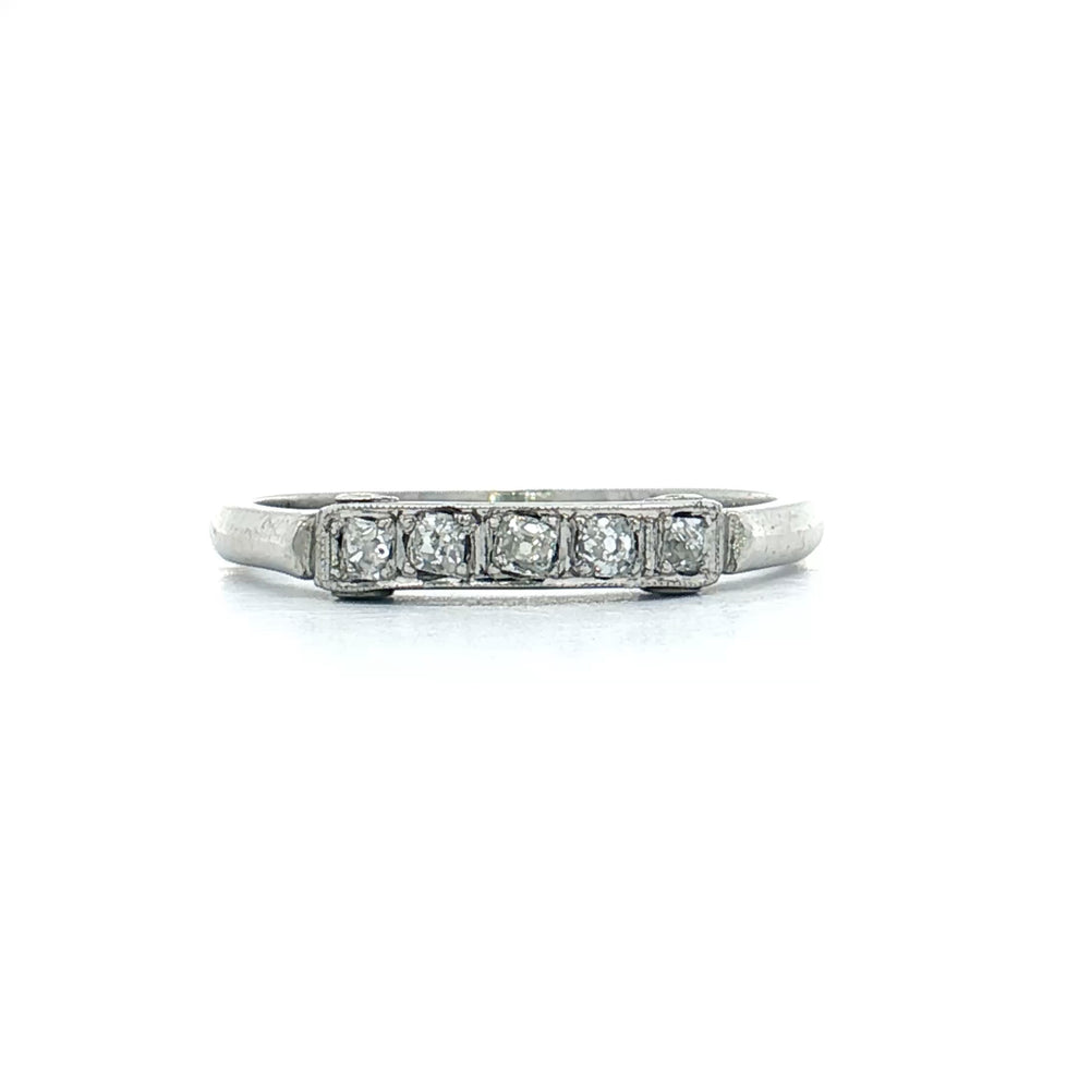 .10 Antique Cut Diamond Wedding Band Platinum – Filigree Jewelers