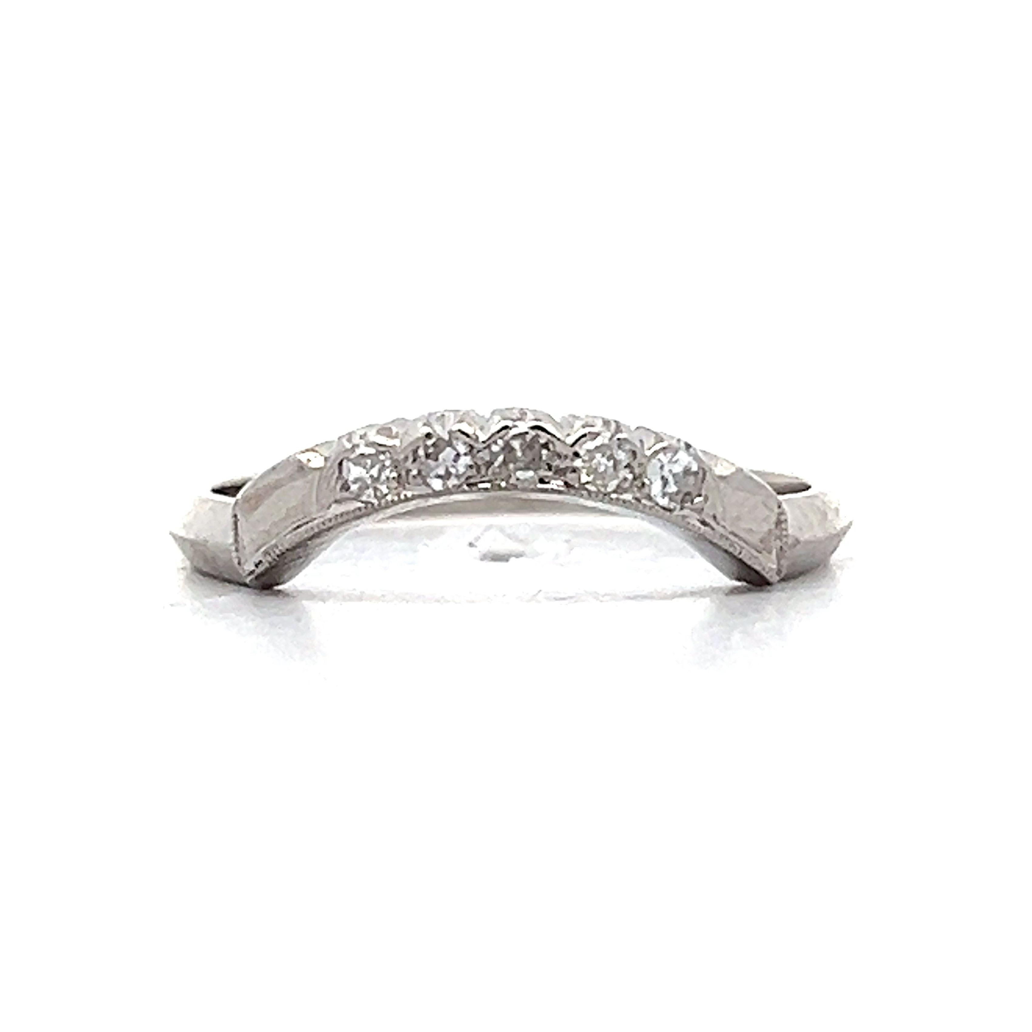 .10 Vintage Diamond Contour Wedding Band in Platinum – Filigree Jewelers