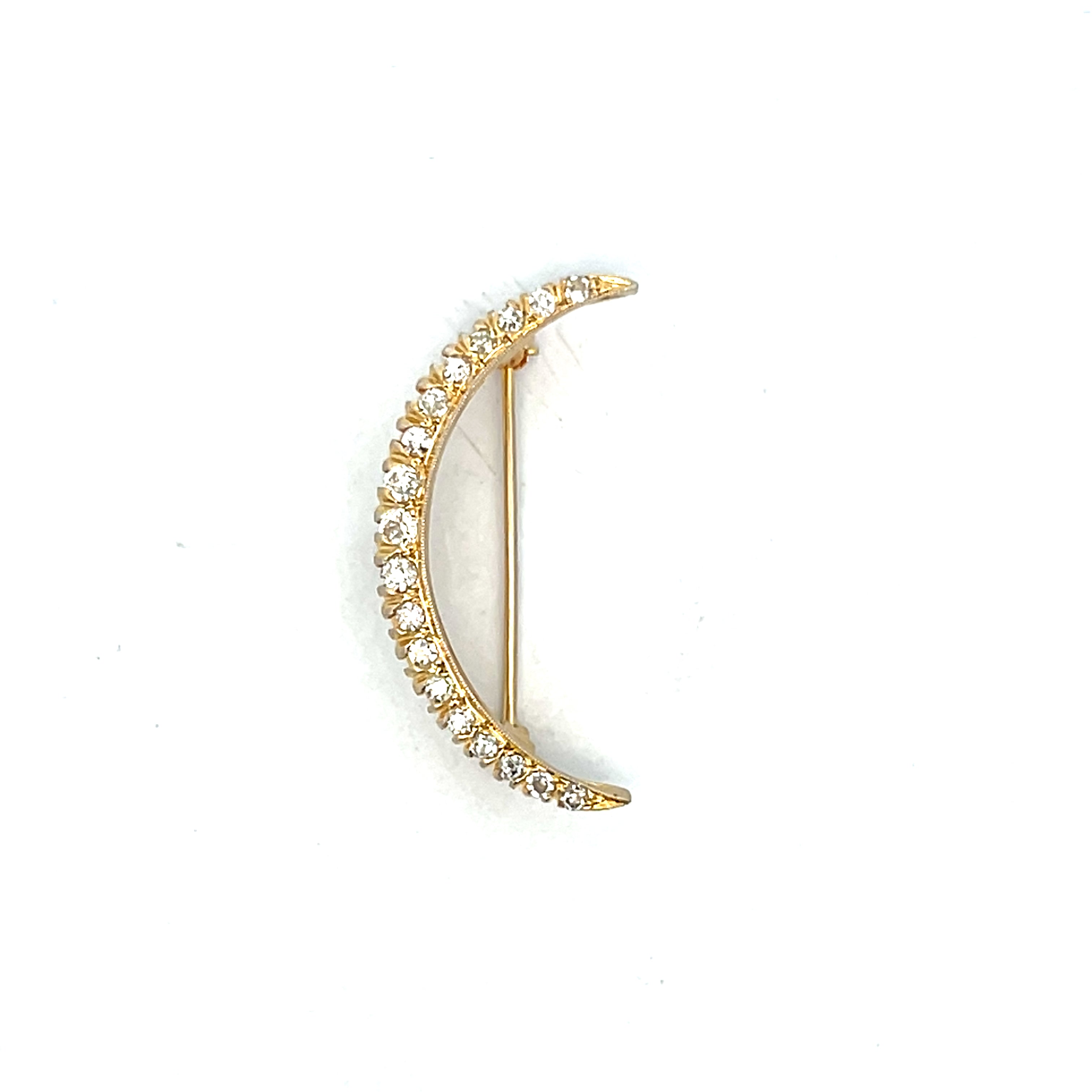 .78 Victorian Half Moon Diamond Brooch in 14k – Filigree Jewelers