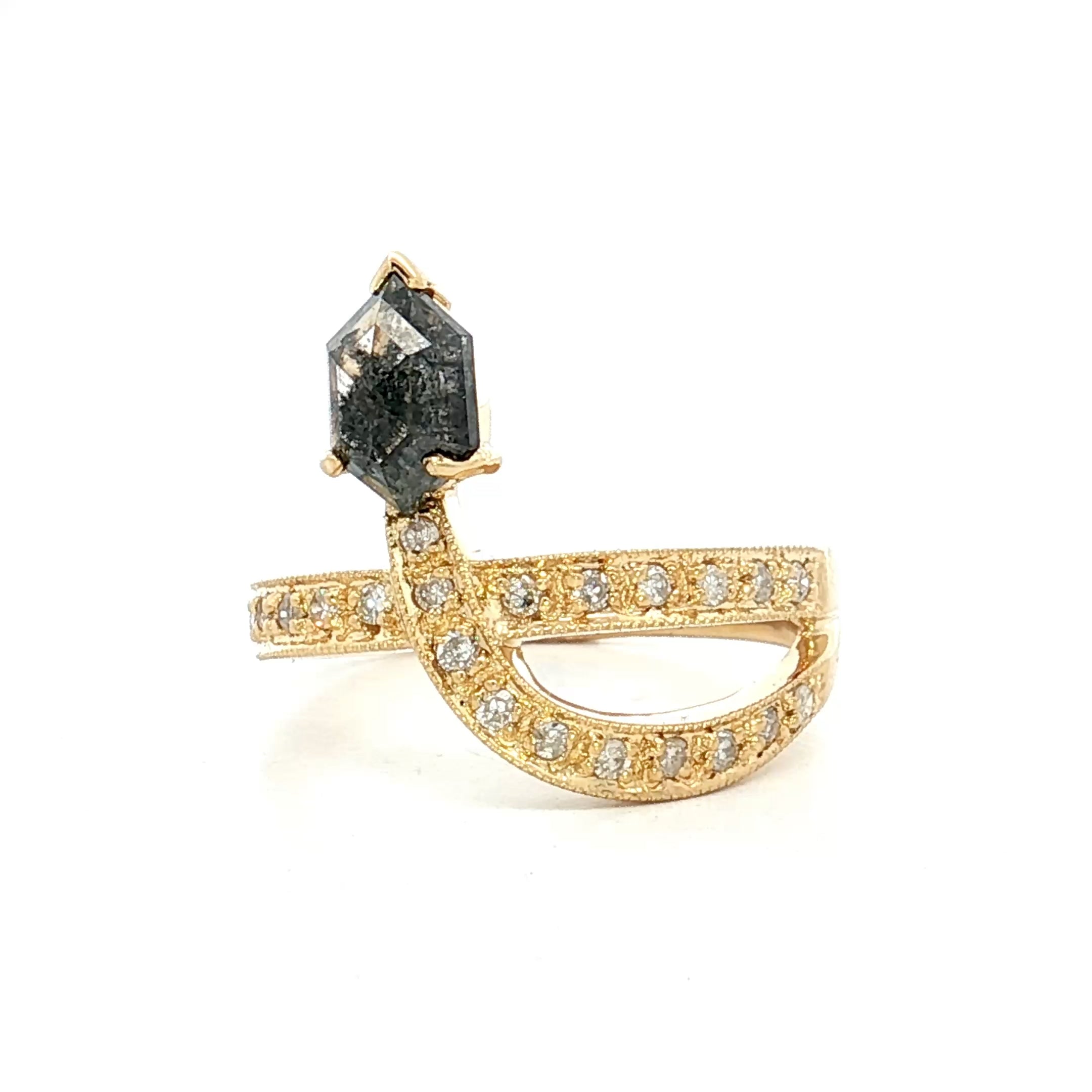 1.08 Hexagon Diamond Snake Ring 18k Yellow Gold – Filigree Jewelers