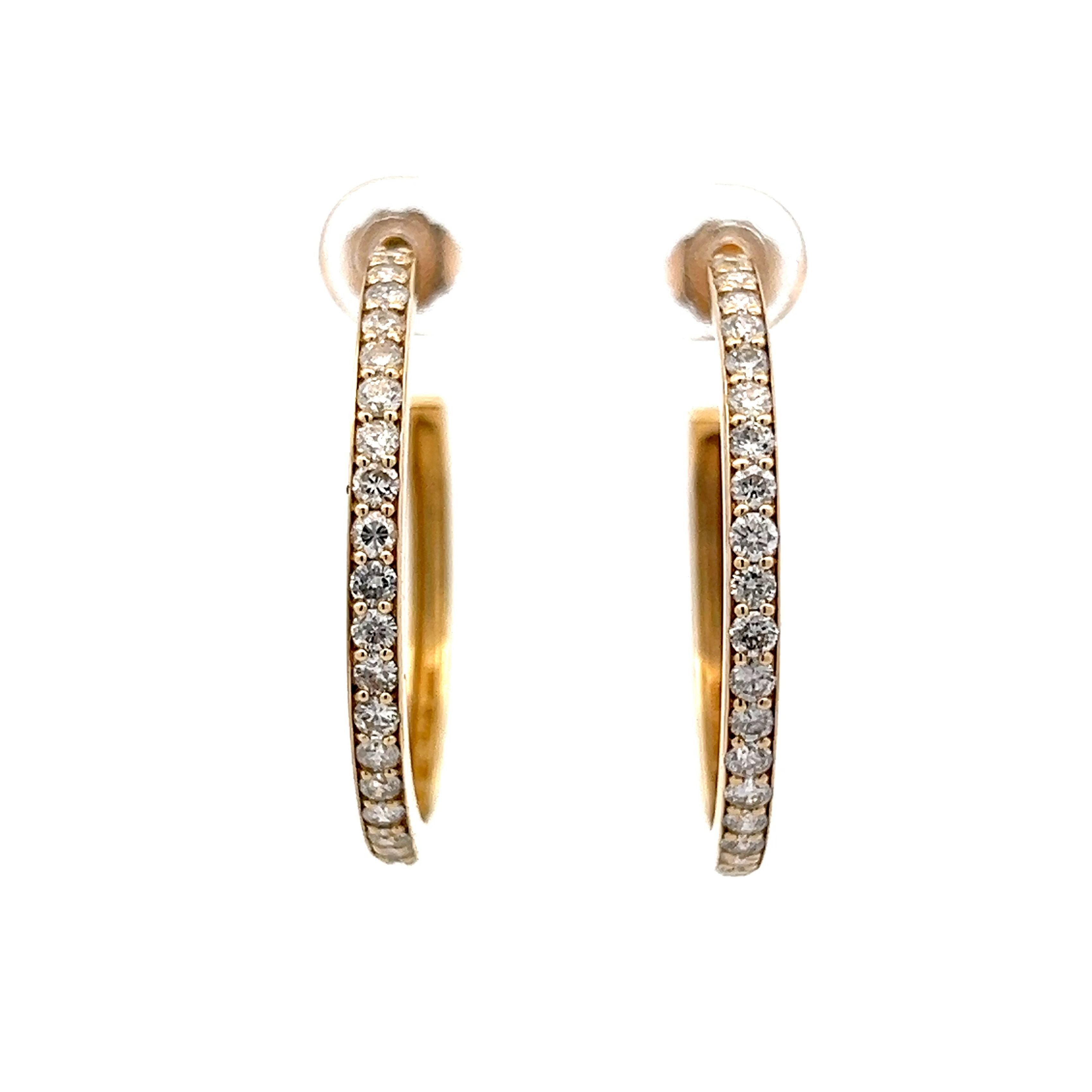 1.50 Classic Diamond Hoop Earrings in 14k Yellow Gold – Filigree Jewelers