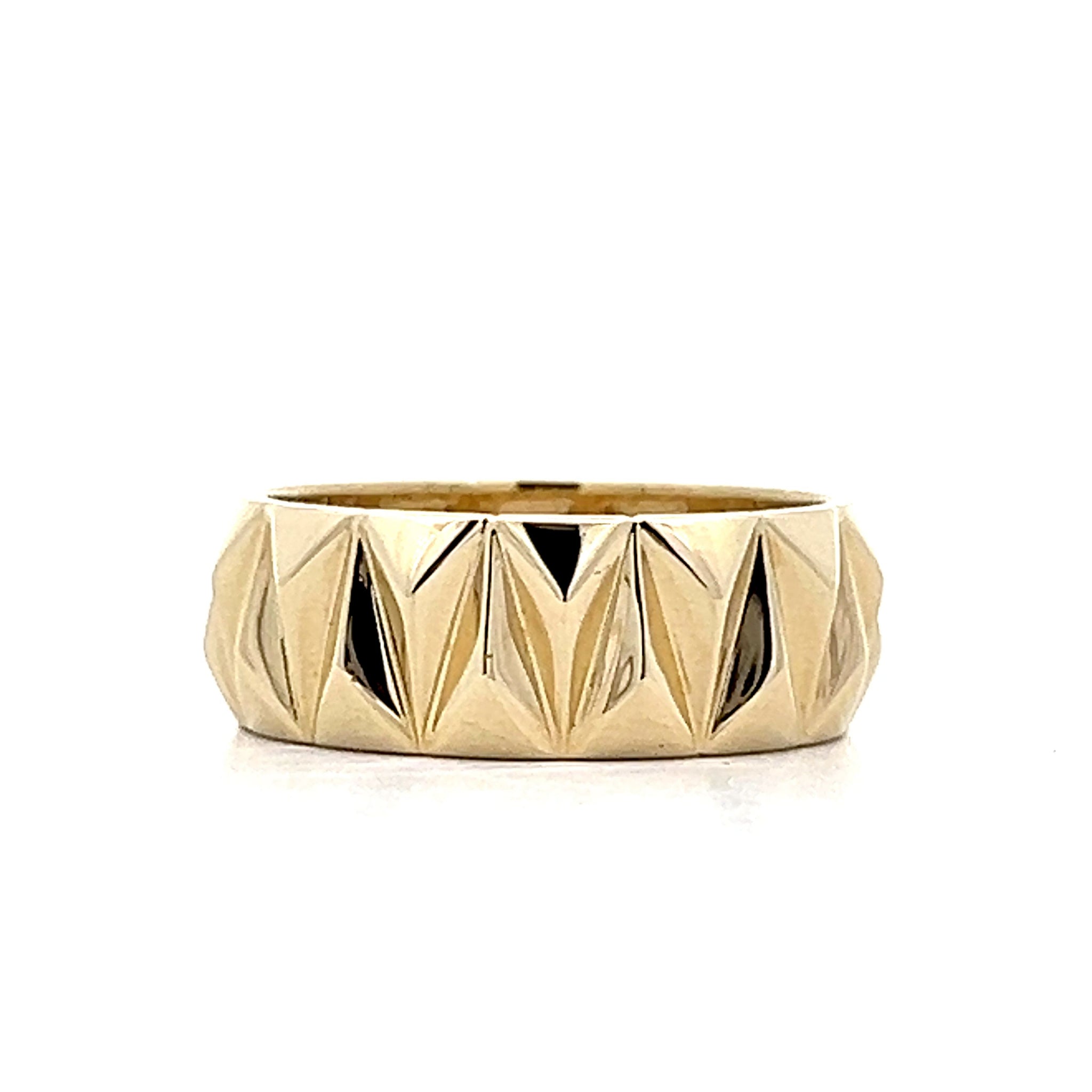 7mm Vintage Inspired Triangular Geometric Band in 14k – Filigree Jewelers