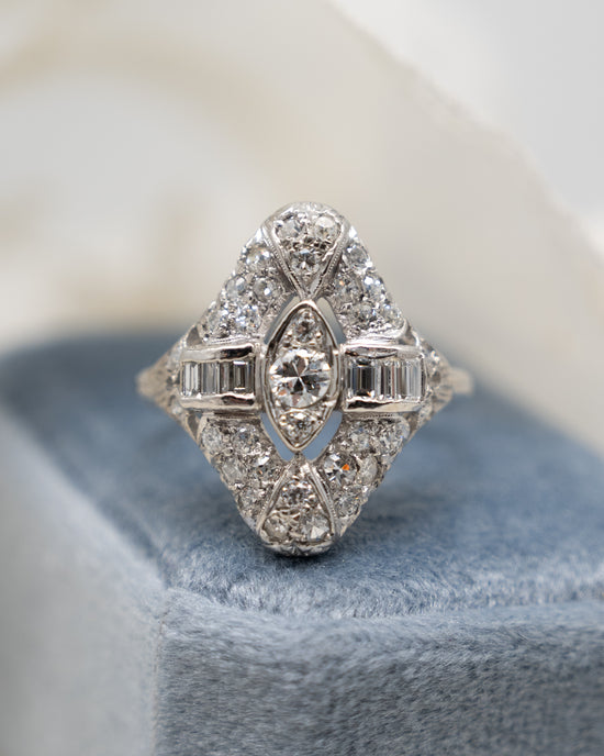 .30 Antique Diamond Deco Dinner Ring in 14k White Gold – Filigree Jewelers