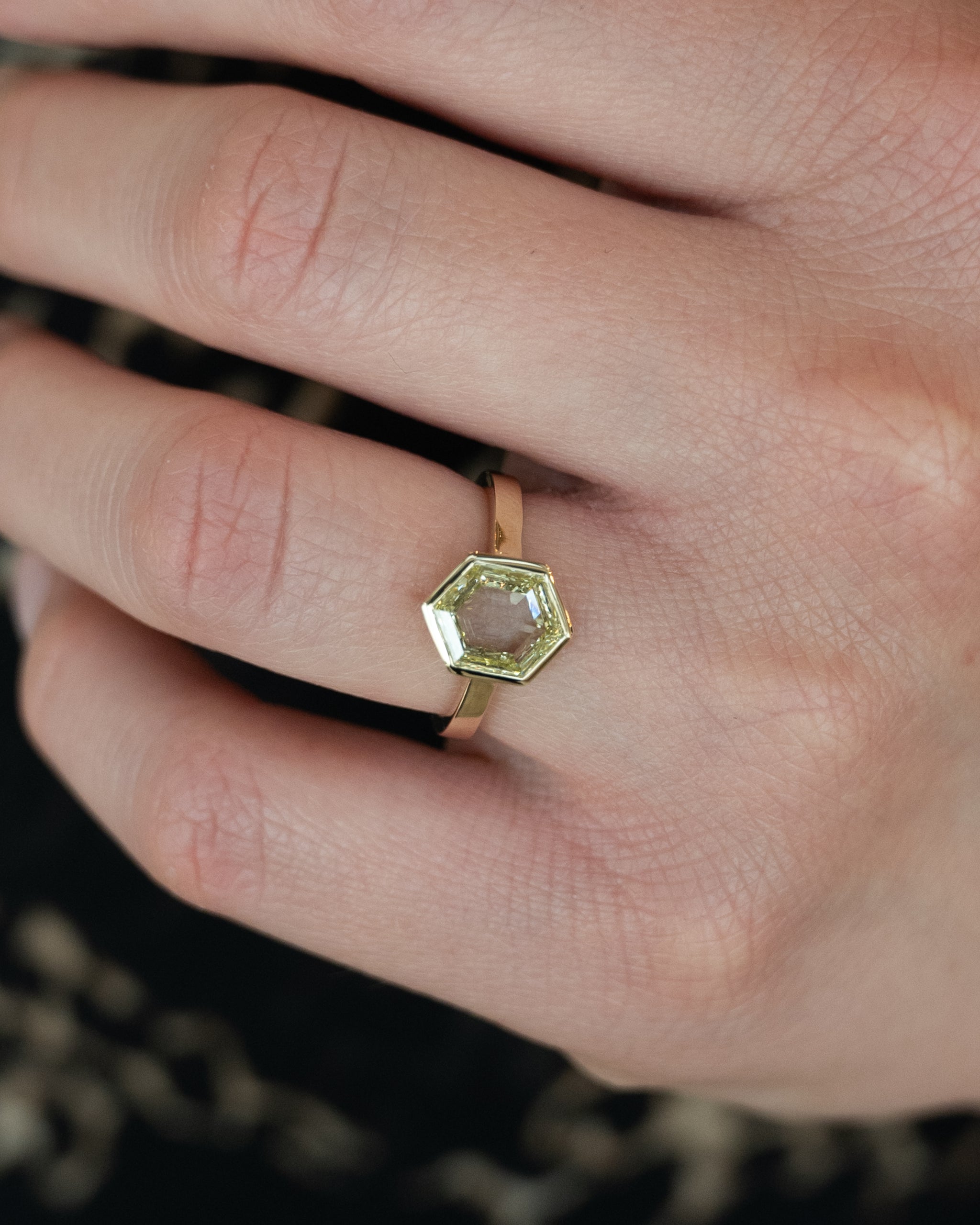 2.08 Hexagon Portrait Cut Diamond Engagement Ring in 14k – Filigree ...