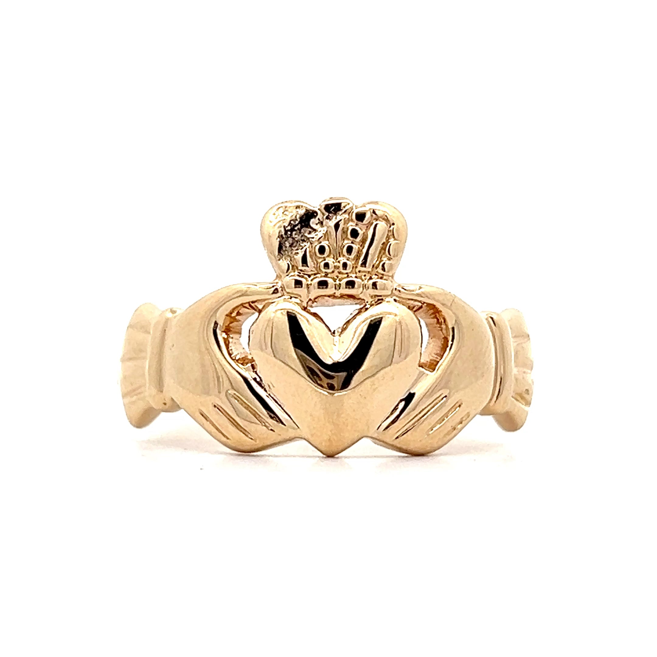 Mens Claddagh Ring in 14k Yellow Gold – Filigree Jewelers