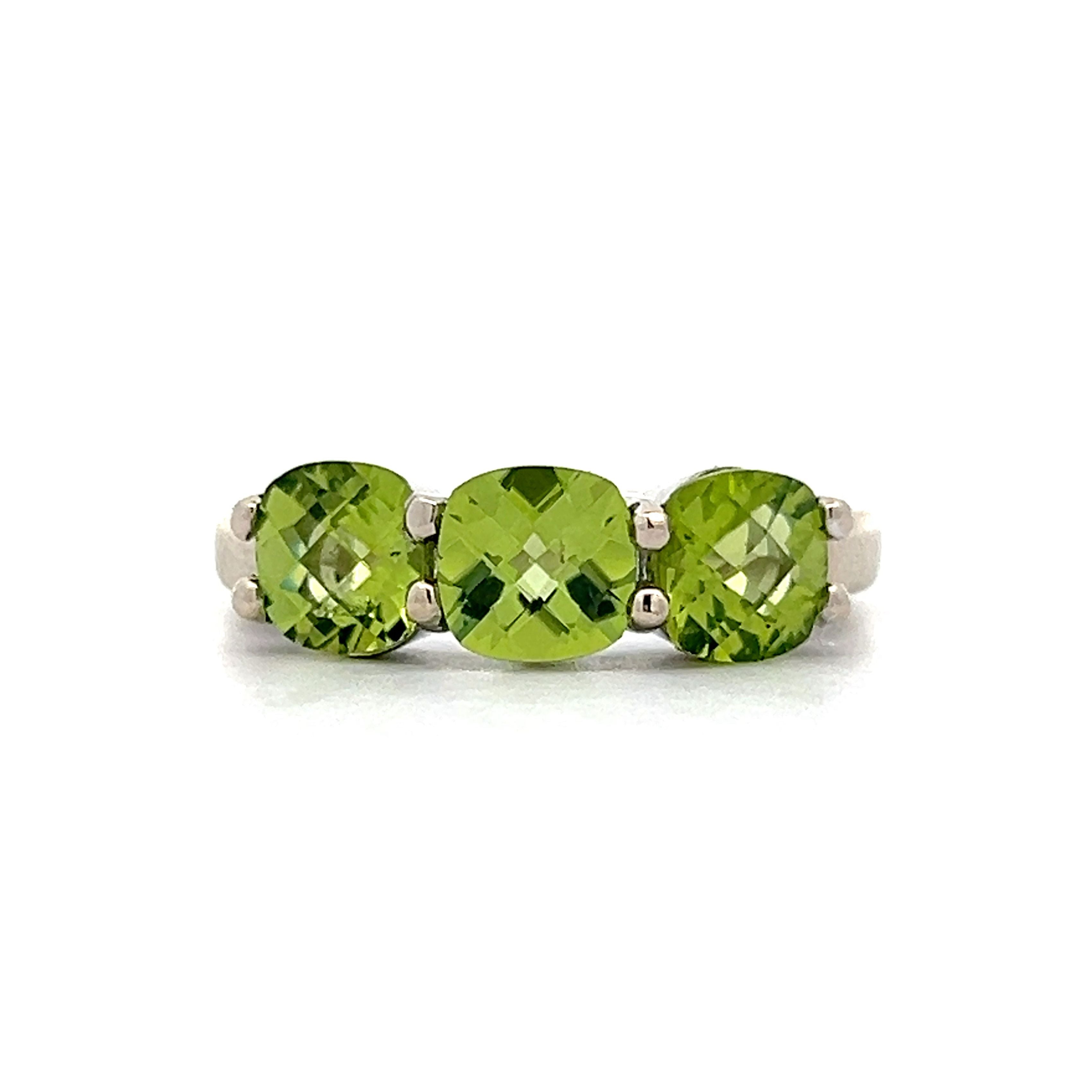 Peridot Three Stone Stacking Ring in 14k White Gold – Filigree Jewelers