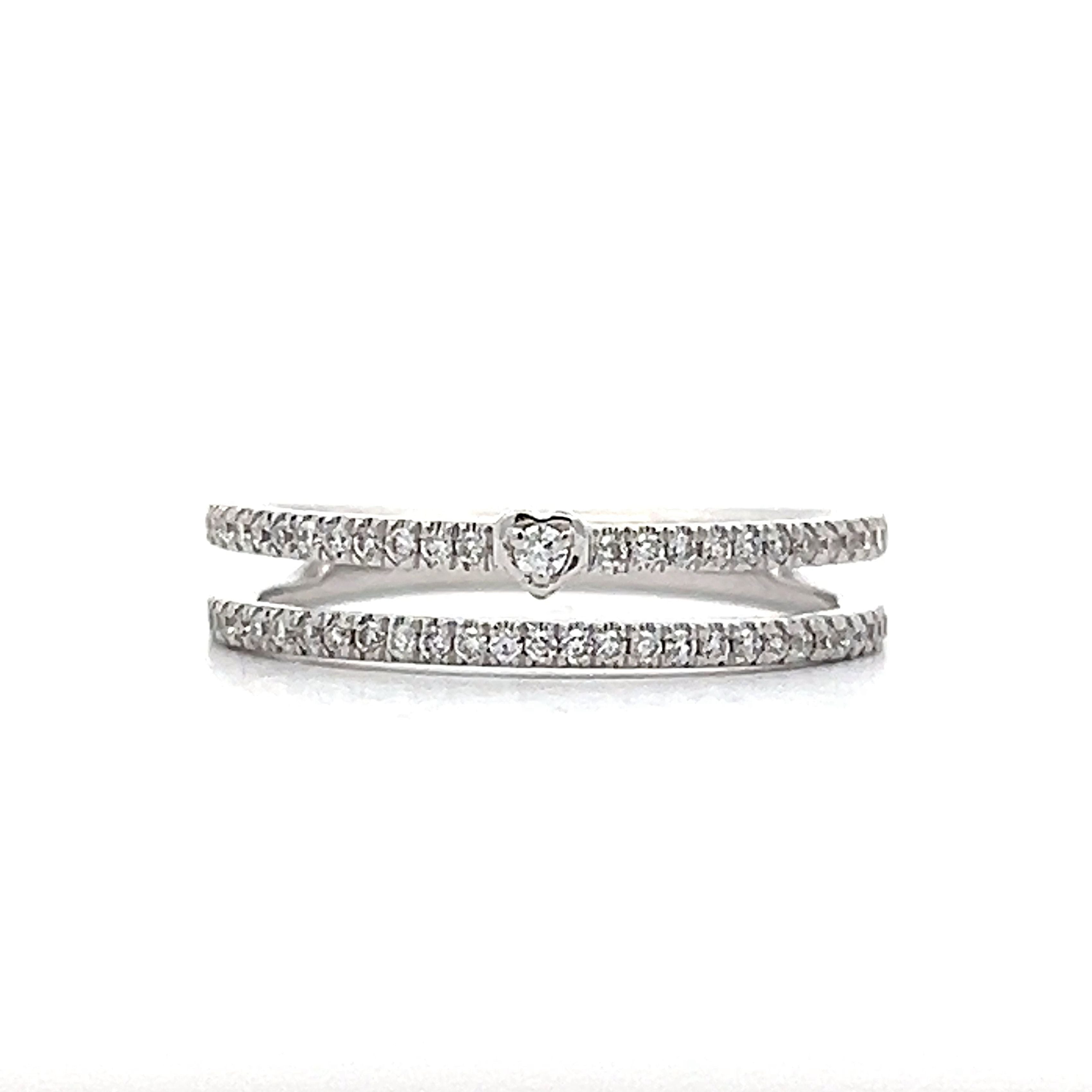 .25 Pave Diamond Open Stacking Ring in White Gold - Filigree Jewelers