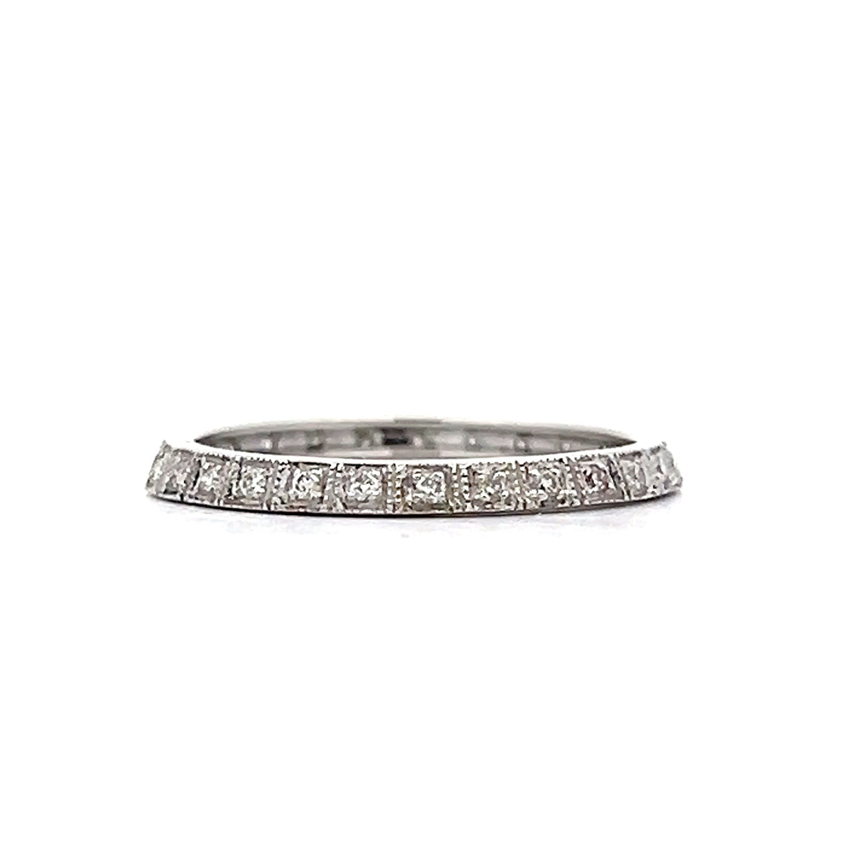 Vintage Diamond Wedding Band Ring Guard in 18K White Gold – Filigree ...