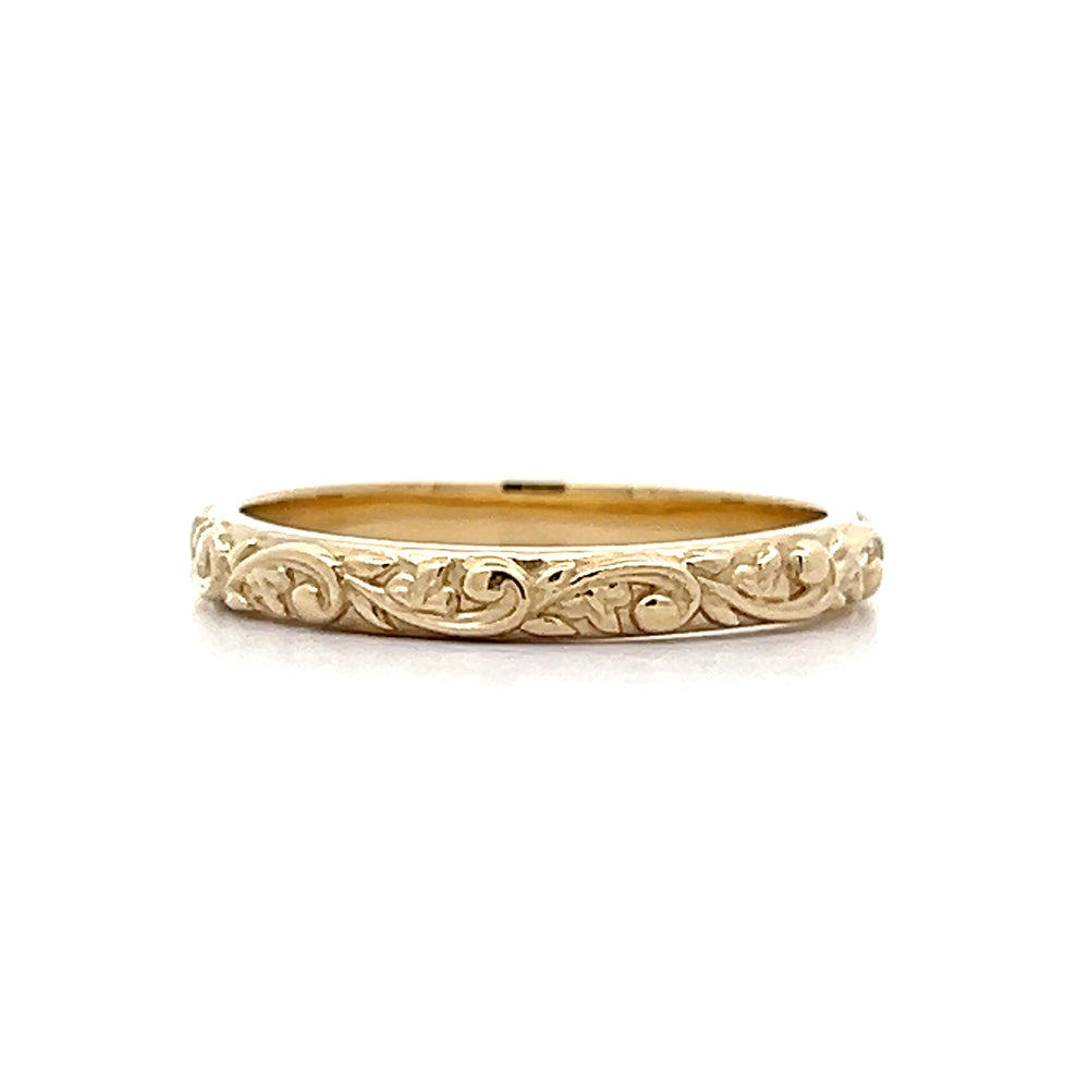 Vintage Inspired Filigree Wedding Band in 14k Yellow Gold – Filigree ...