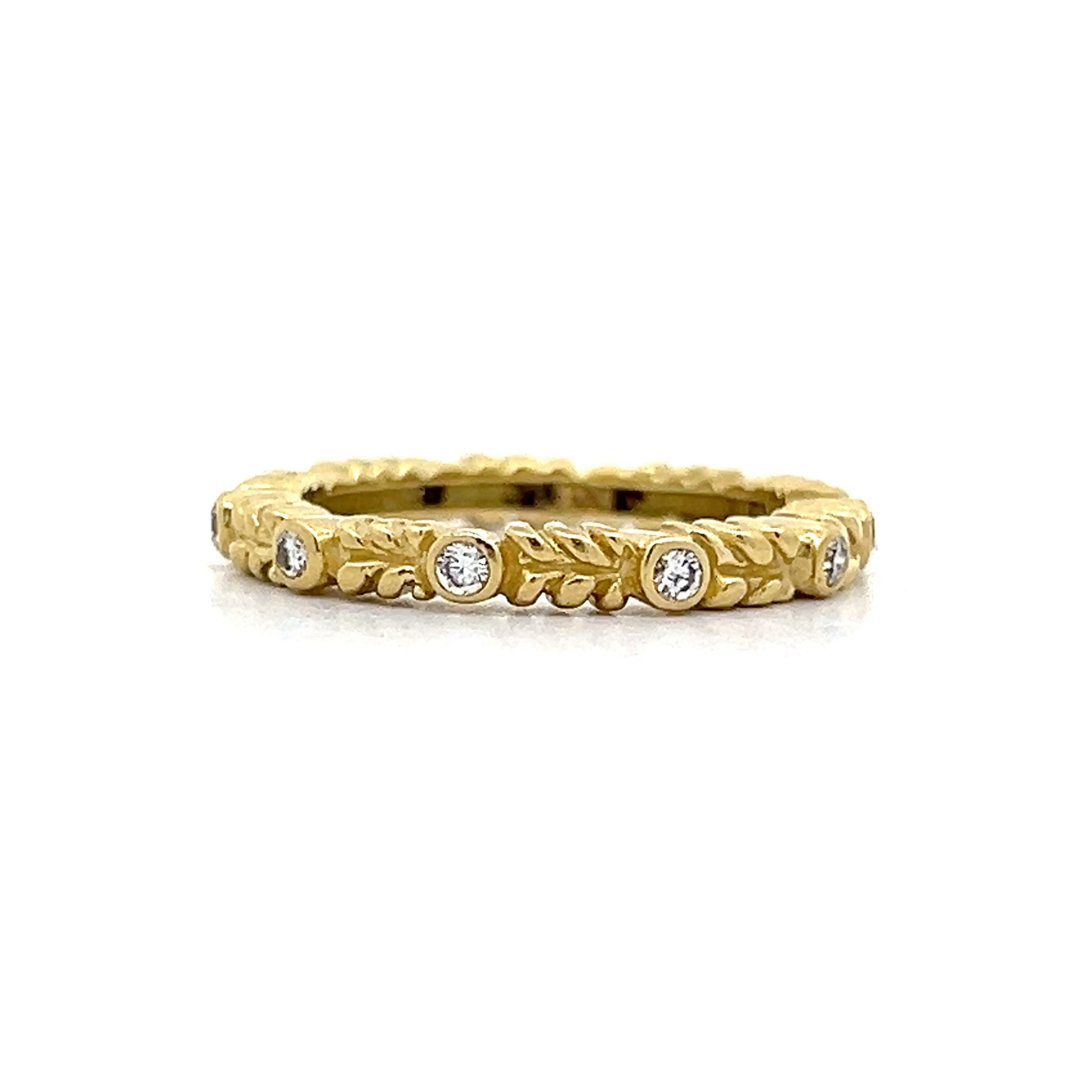 .20 Diamond Leaf Textured Eternity Band in 18k – Filigree Jewelers