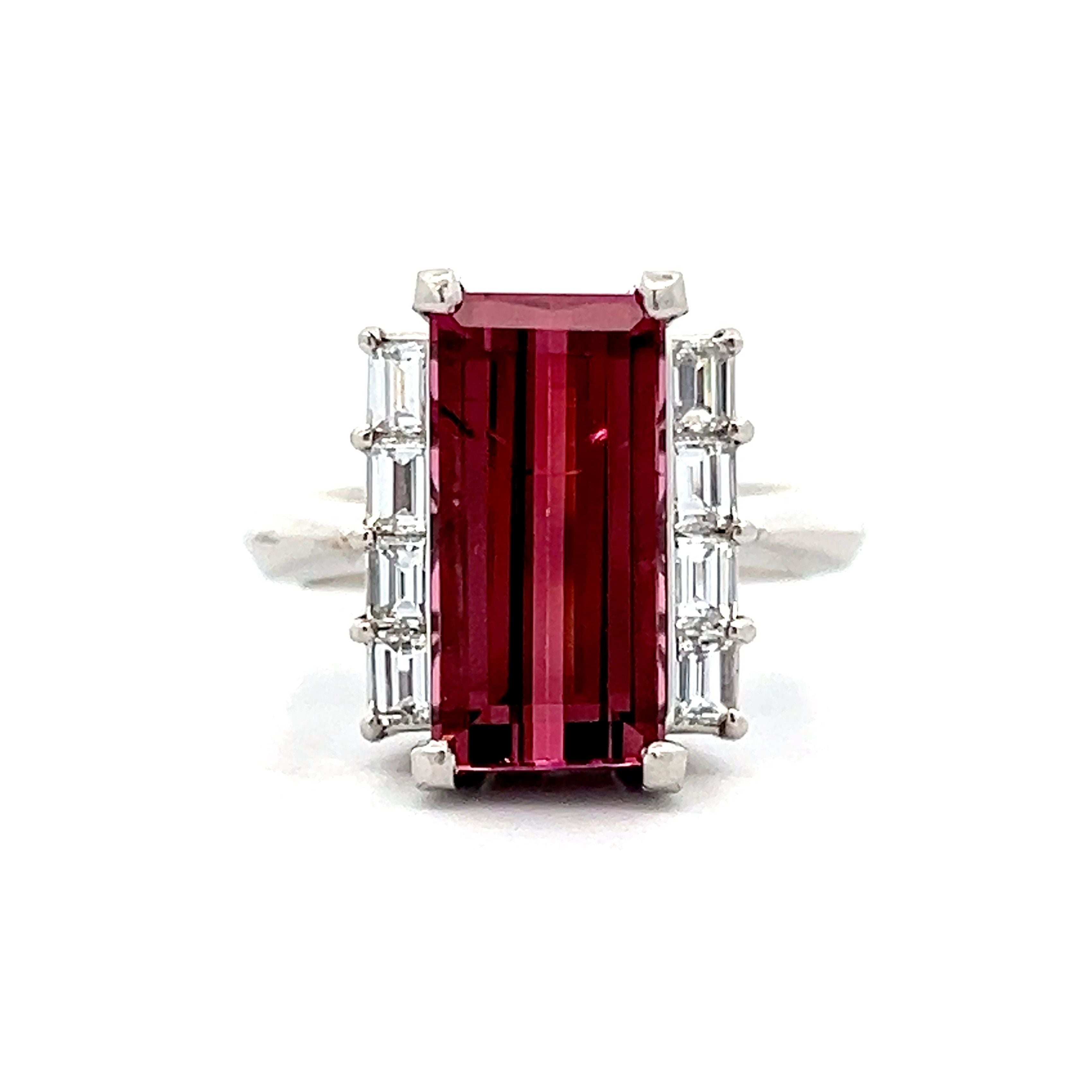 4.64 Emerald Cut Tourmaline Cocktail Ring in Platinum – Filigree Jewelers