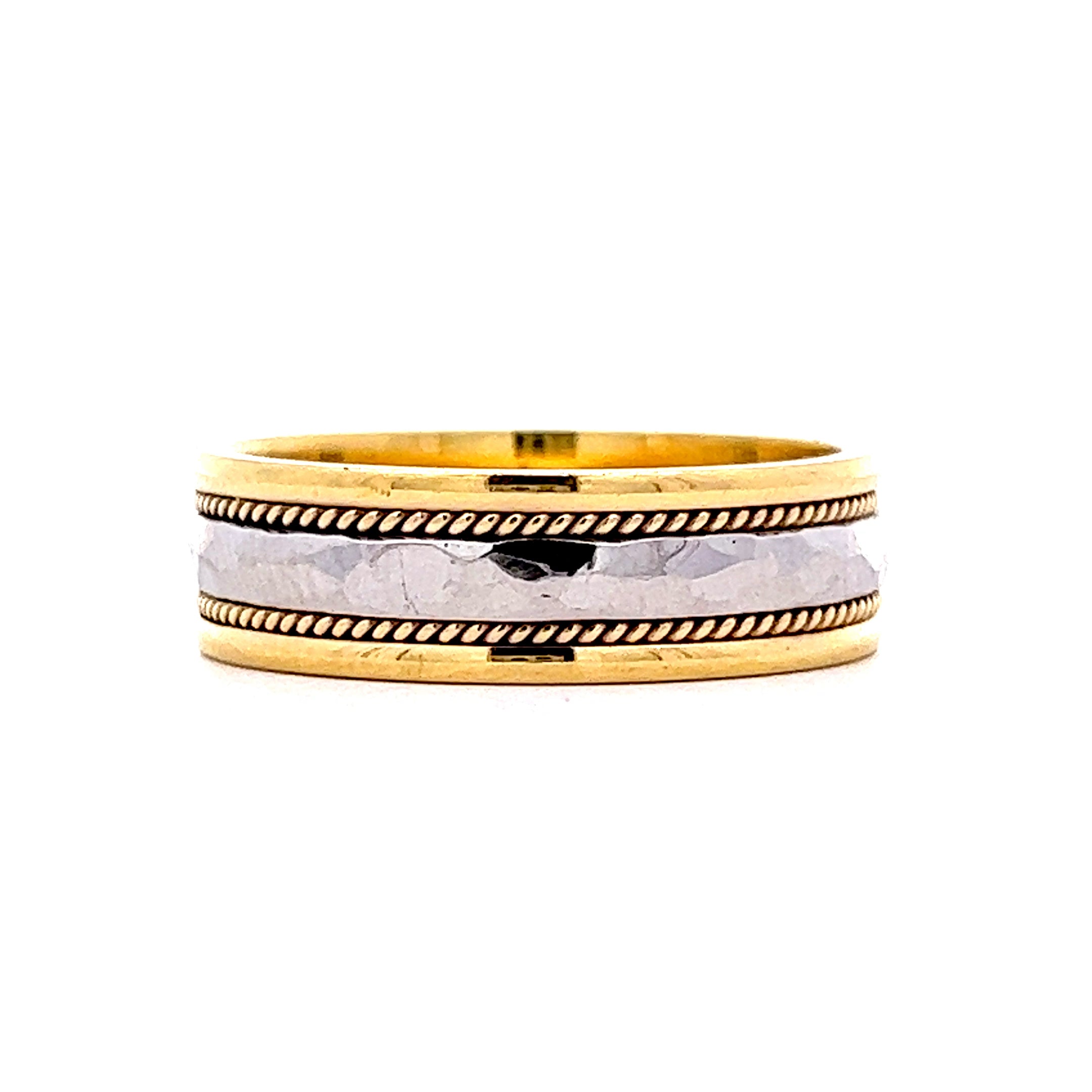 6mm Two-Tone Mens Band in 18k Yellow & Platinum - Filigree Jewelers