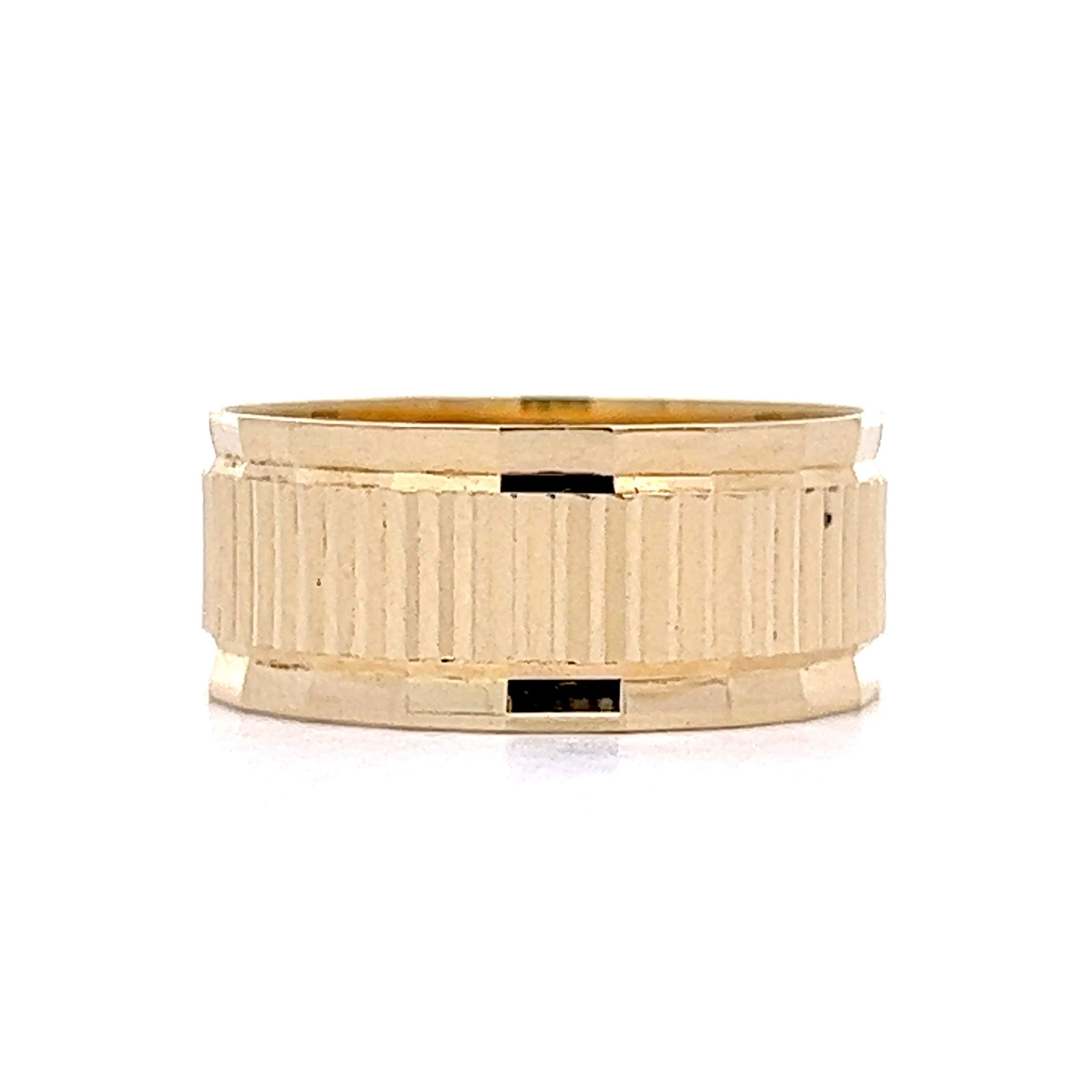 7mm Wide Textured Stacking Band in 14k Yellow Gold – Filigree Jewelers