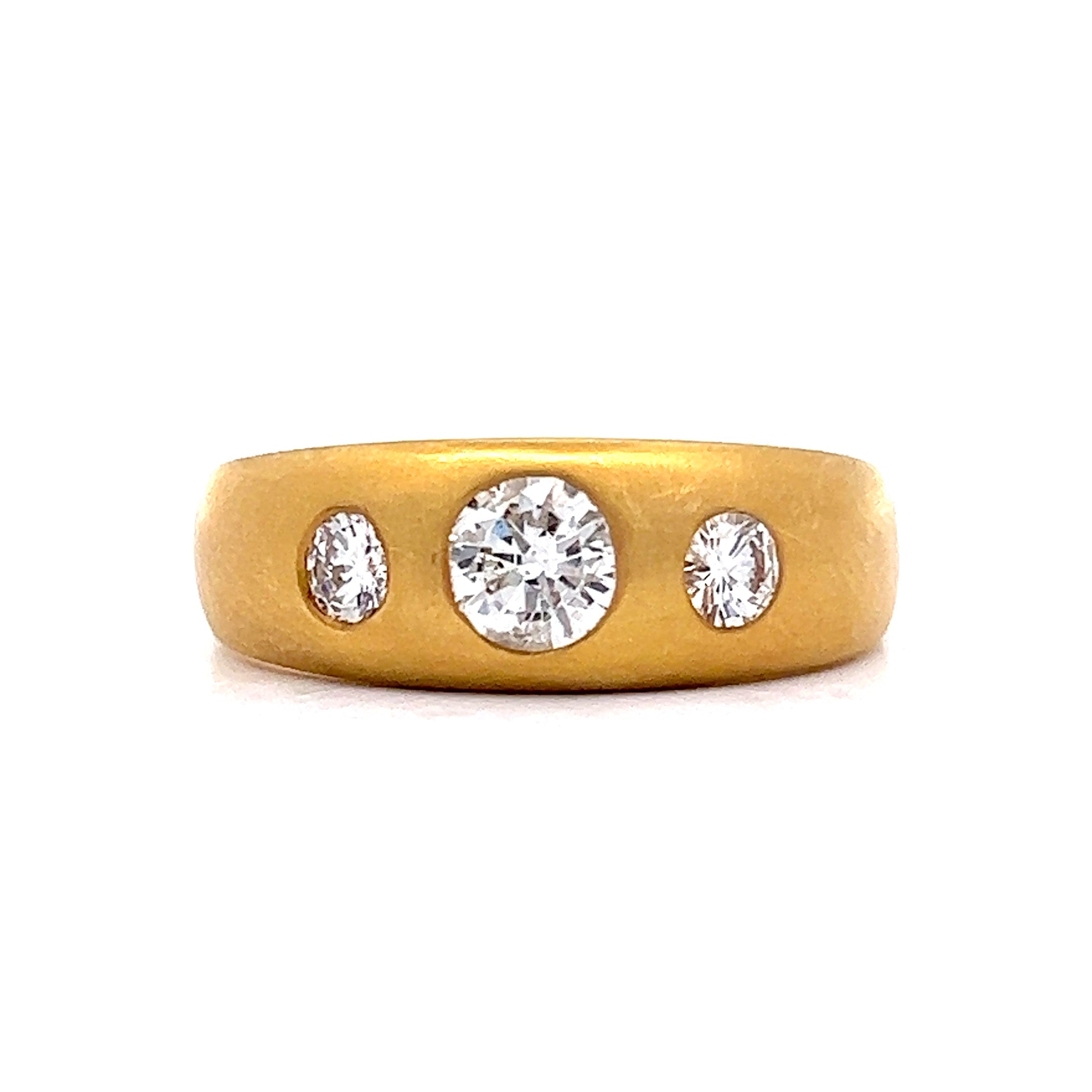 Men's Three Stone Diamond Ring in 18k Yellow Gold – Filigree Jewelers