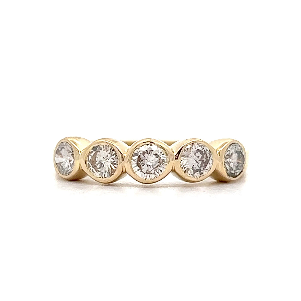 Five Stone Bezel Set Diamond Band in 14k Yellow Gold – Filigree Jewelers