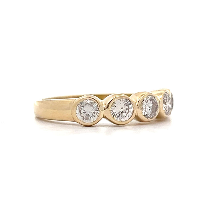 Five Stone Bezel Set Diamond Band in 14k Yellow Gold – Filigree Jewelers