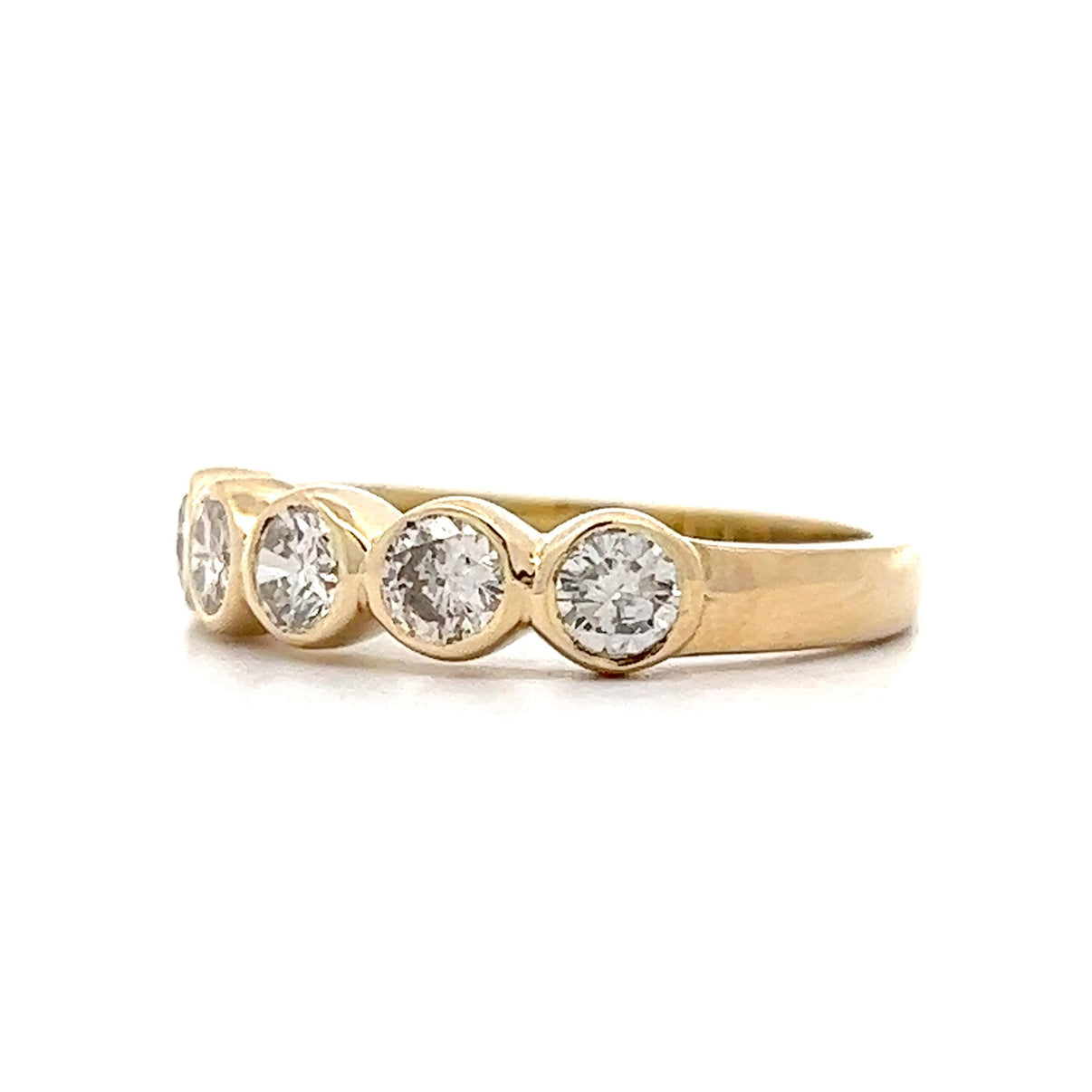 Five Stone Bezel Set Diamond Band in 14k Yellow Gold – Filigree Jewelers