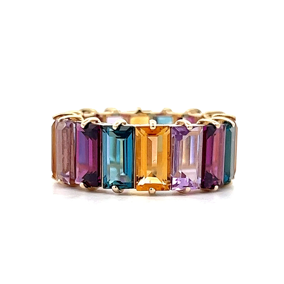 Multi-Gemstone Eternity Band in 14k Yellow Gold – Filigree Jewelers
