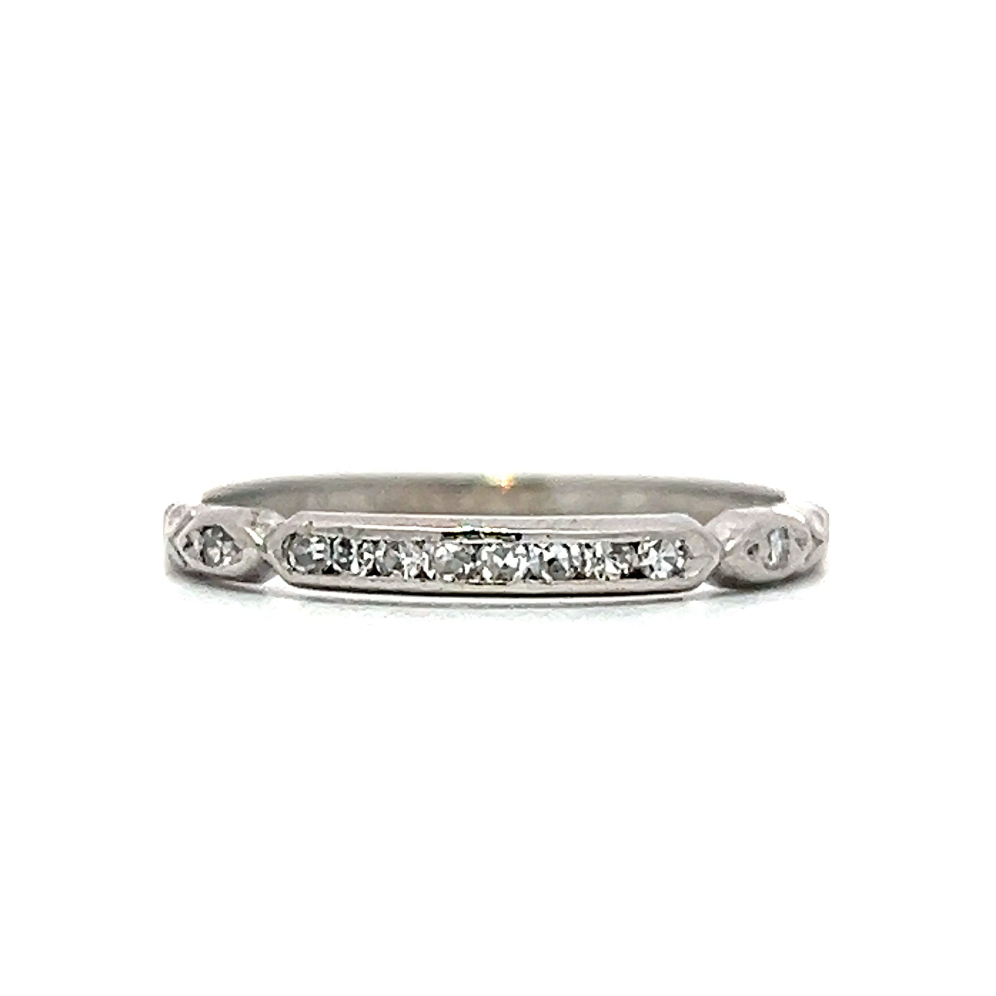 .10 Art Deco Diamond Wedding Band in Platinum - Filigree Jewelers