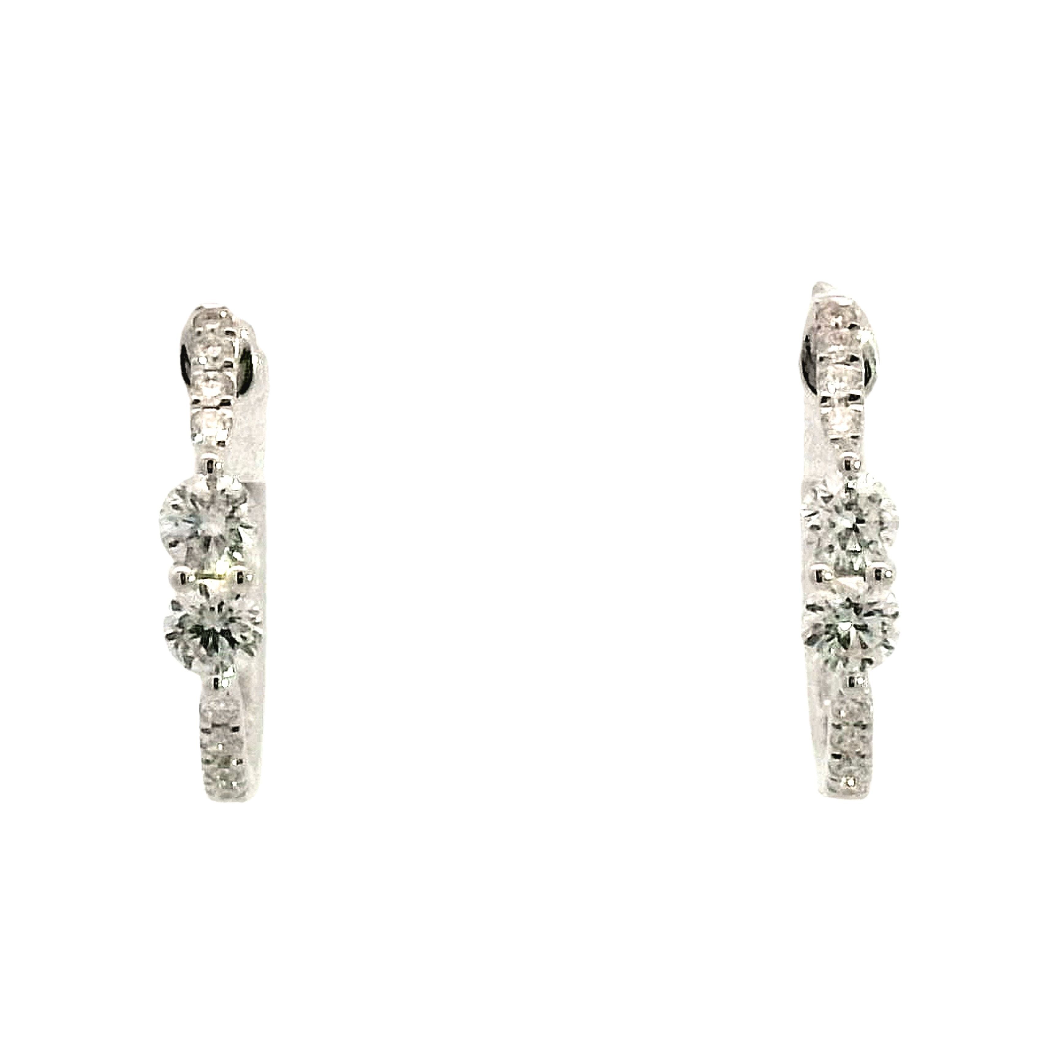 .40 Round Diamond Hoop Earrings in 14k White Gold – Filigree Jewelers