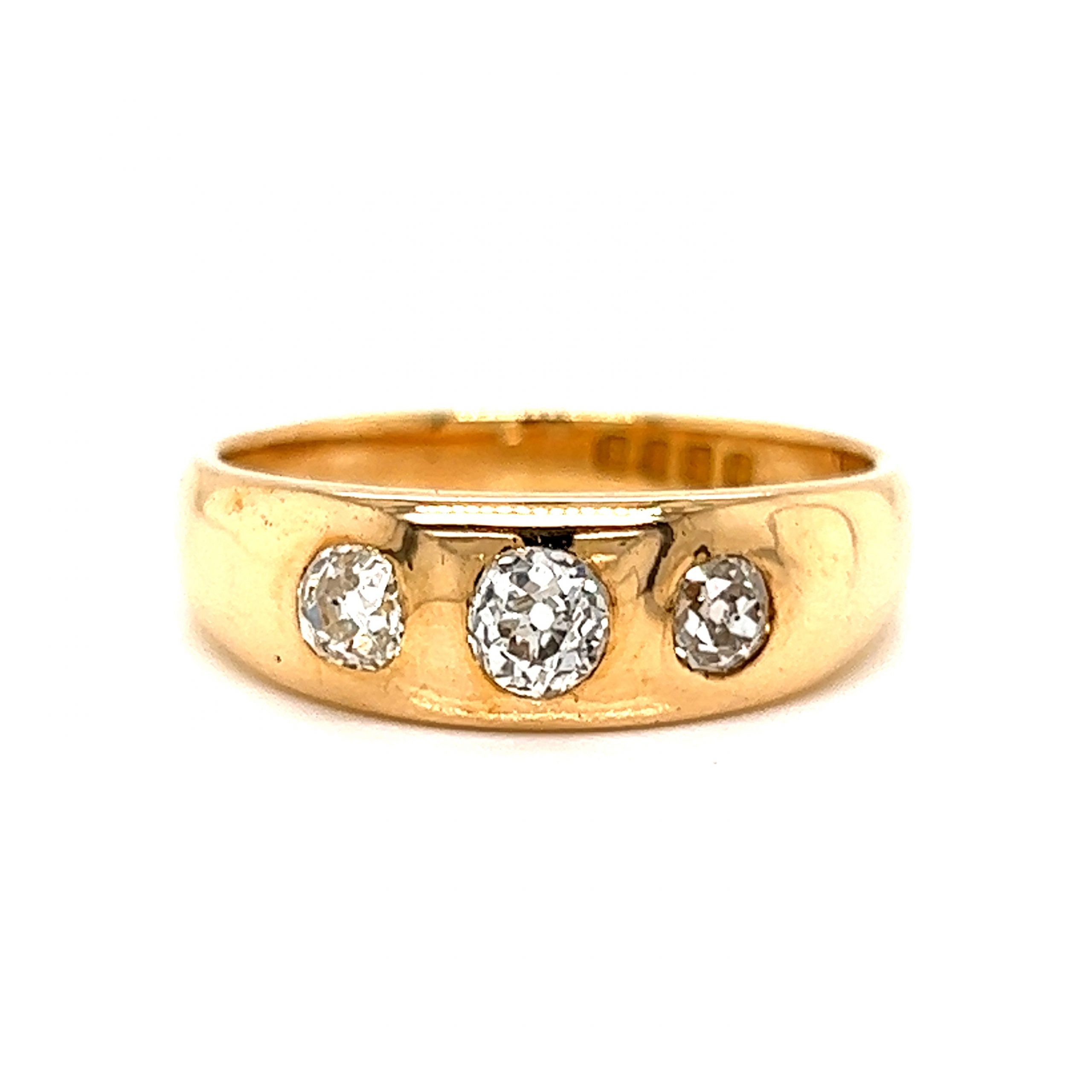 Men's Victorian Flush Set Diamond Ring in 18k Yellow Gold – Filigree ...