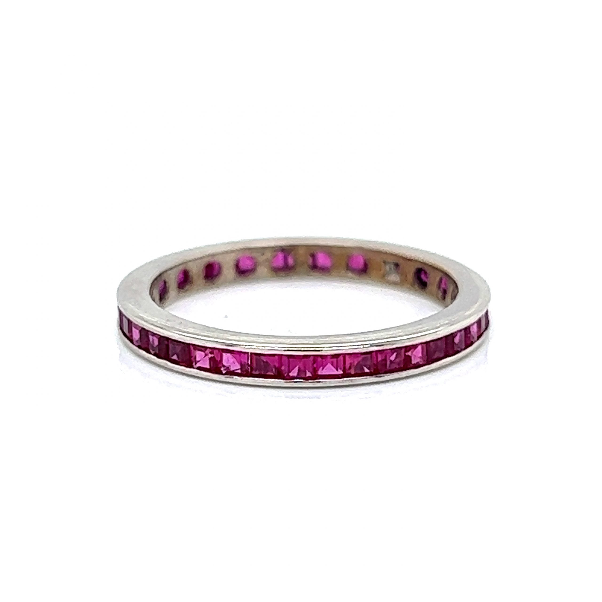2mm Channel Set Ruby Eternity Wedding Band in 14k White Gold - Filigree Jewelers