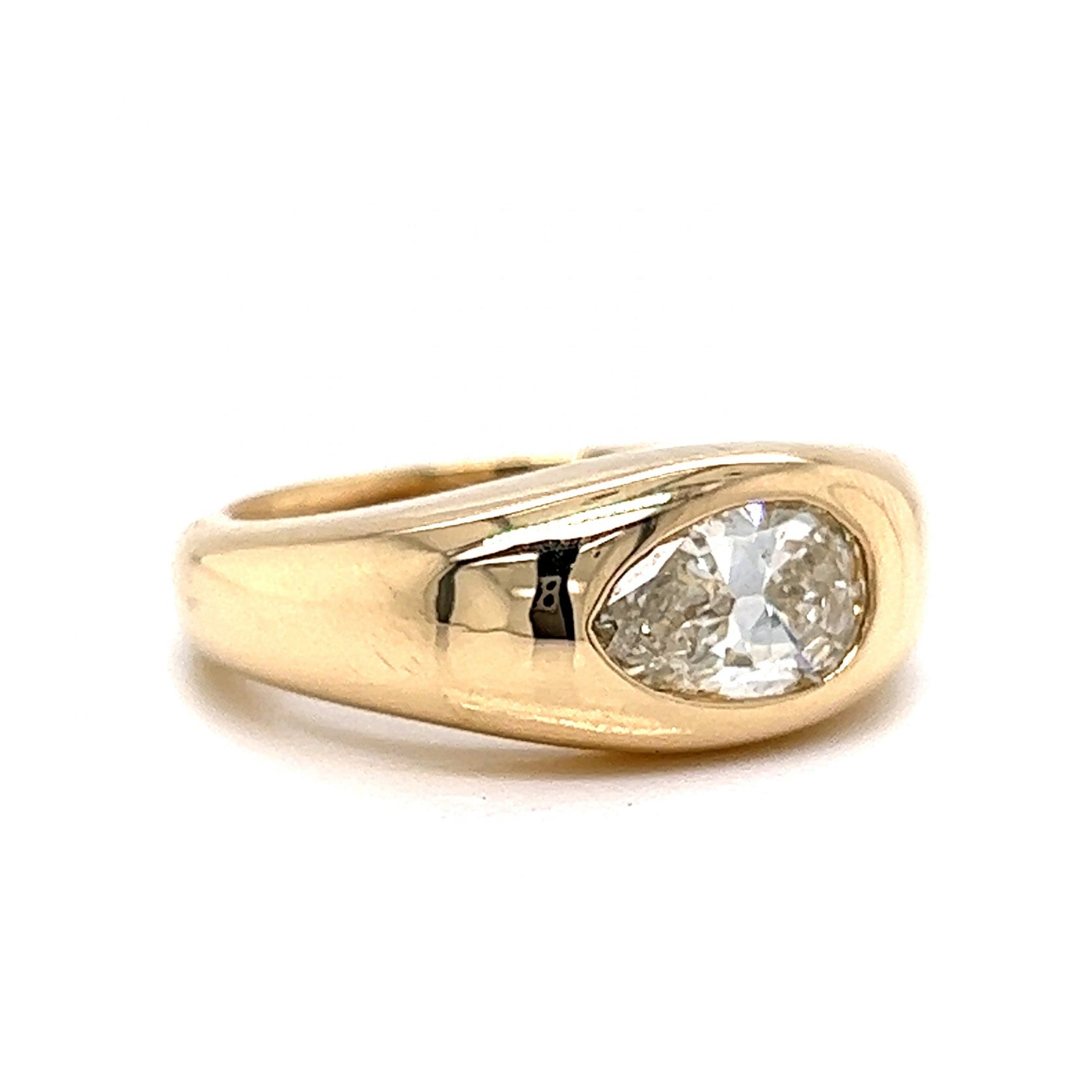 Flush Set 1.21 Pear Cut Diamond Engagement Ring in 14k Yellow Gold ...