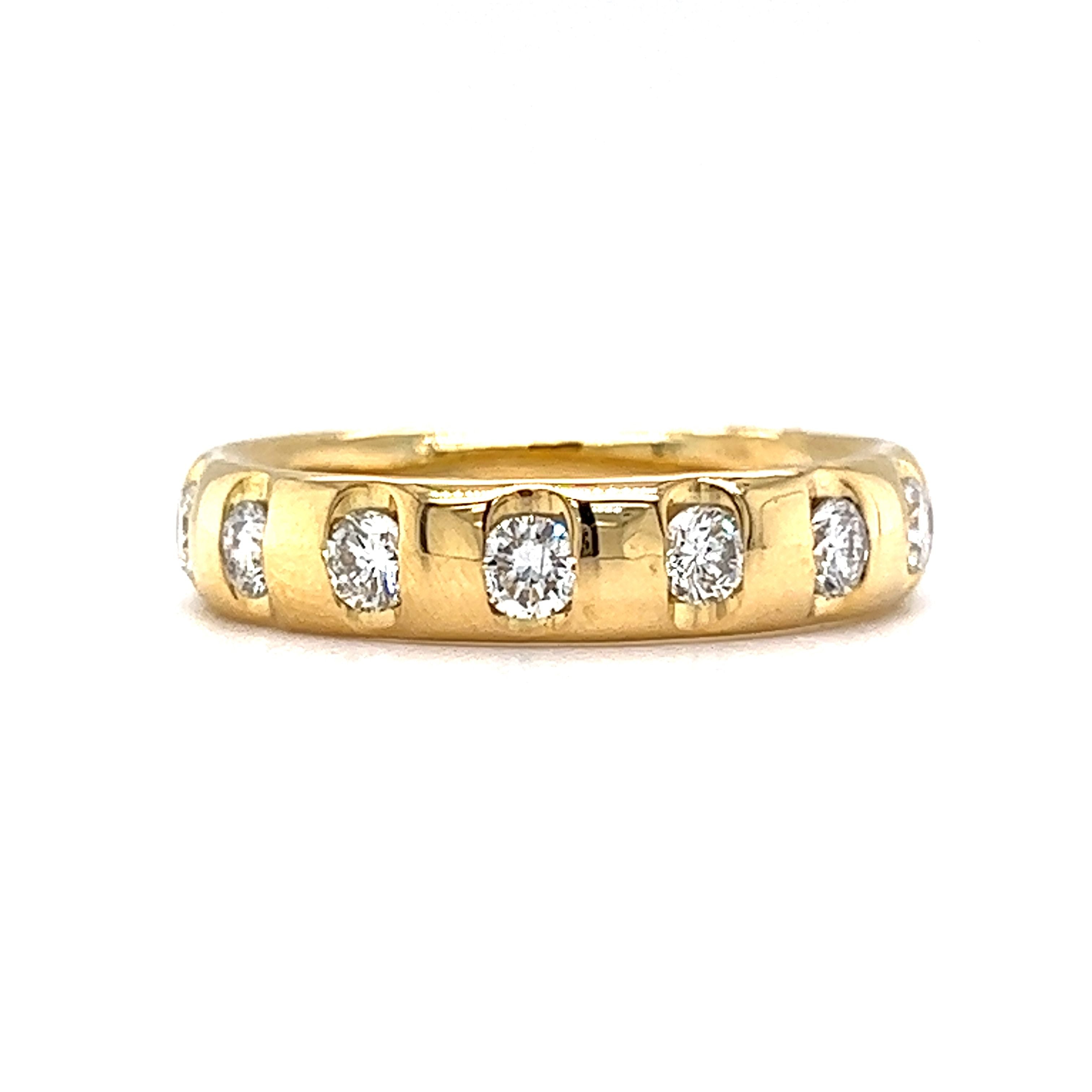 Spaced Out Flush Set Diamond Band in 18k Yellow Gold – Filigree Jewelers