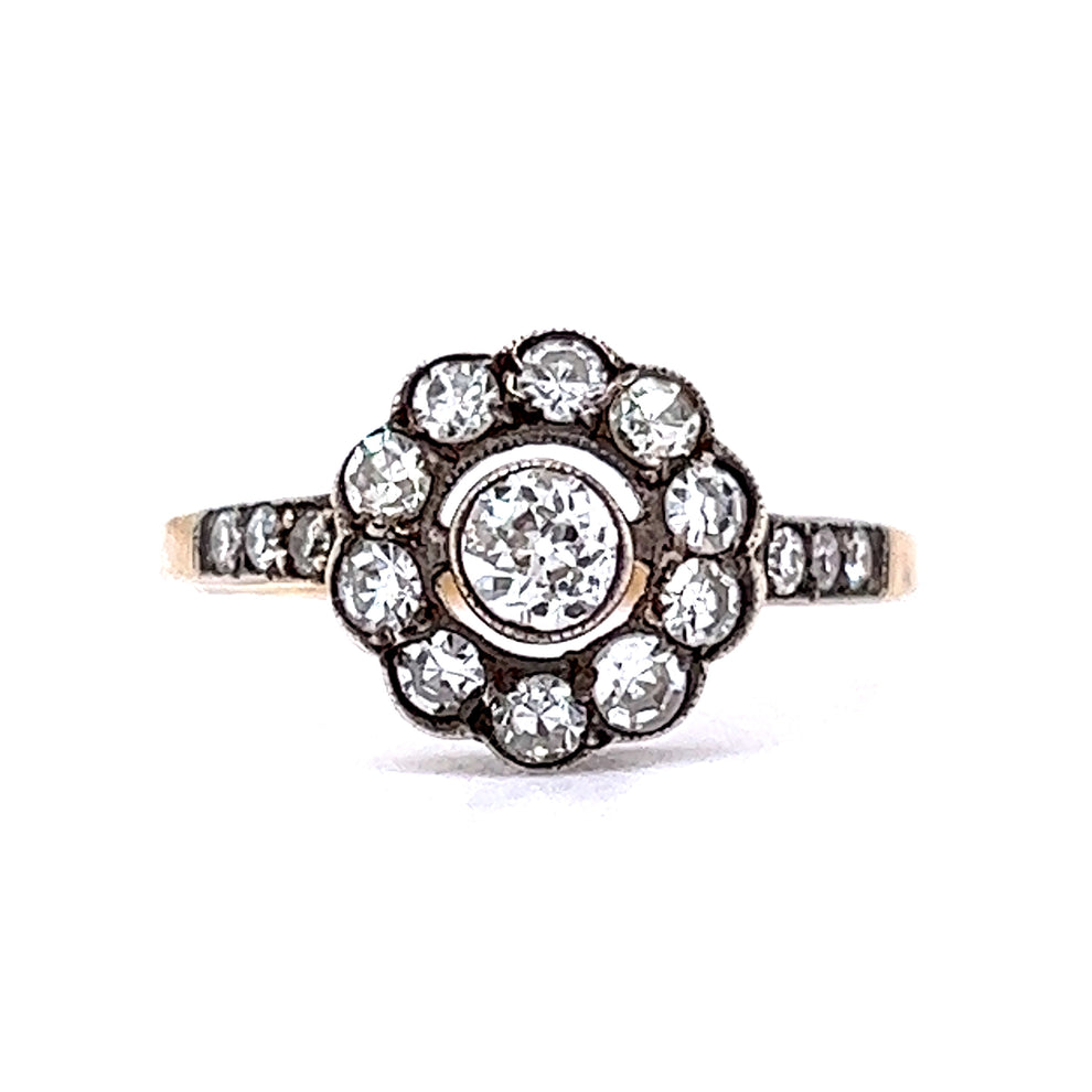 Vintage Victorian Diamond Cluster Engagement Ring in Yellow Gold ...