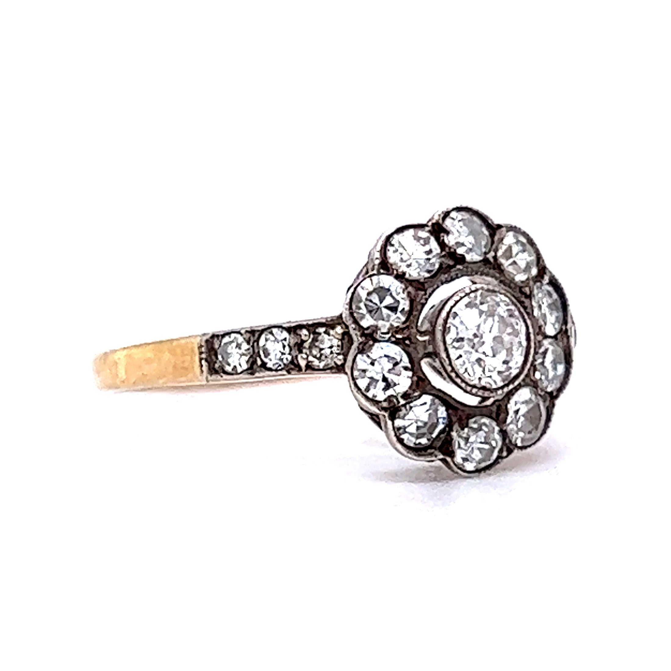 Vintage Victorian Diamond Cluster Engagement Ring in Yellow Gold ...